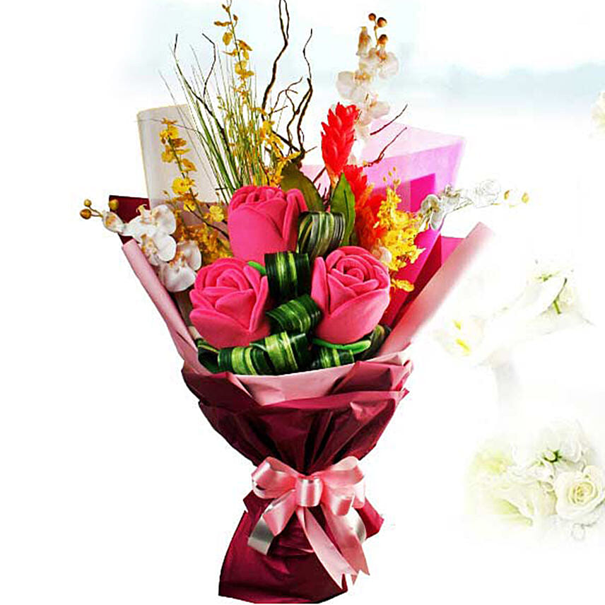 Online Artificial Red Roses and Orchids Bouquet Gift Delivery in UAE - FNP