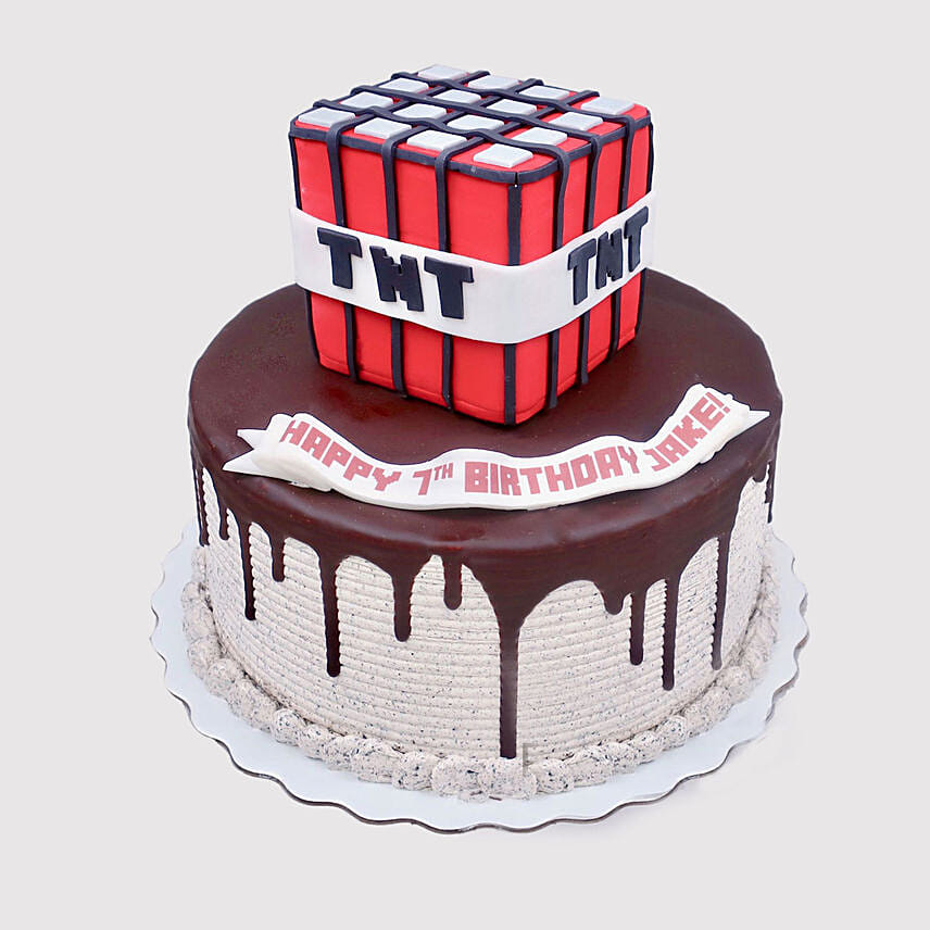 Online Minecraft TNT Birthday Chocolate Cake Gift Delivery in UAE - FNP
