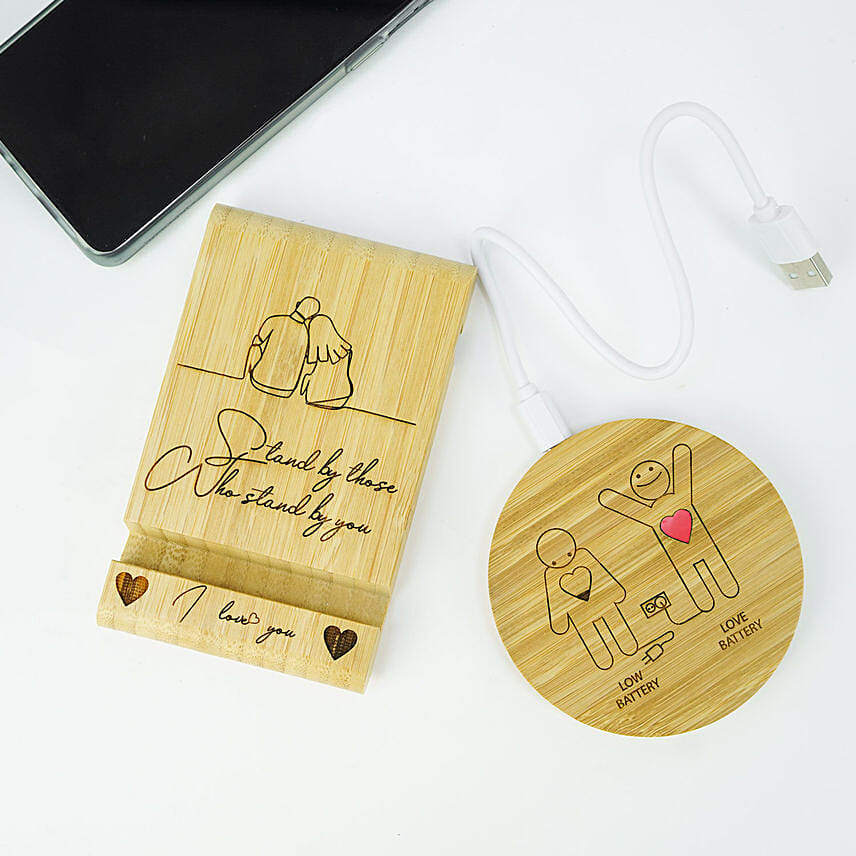 Online Love Theme Engraved Phone Stand and Charger Gift Delivery in UAE ...