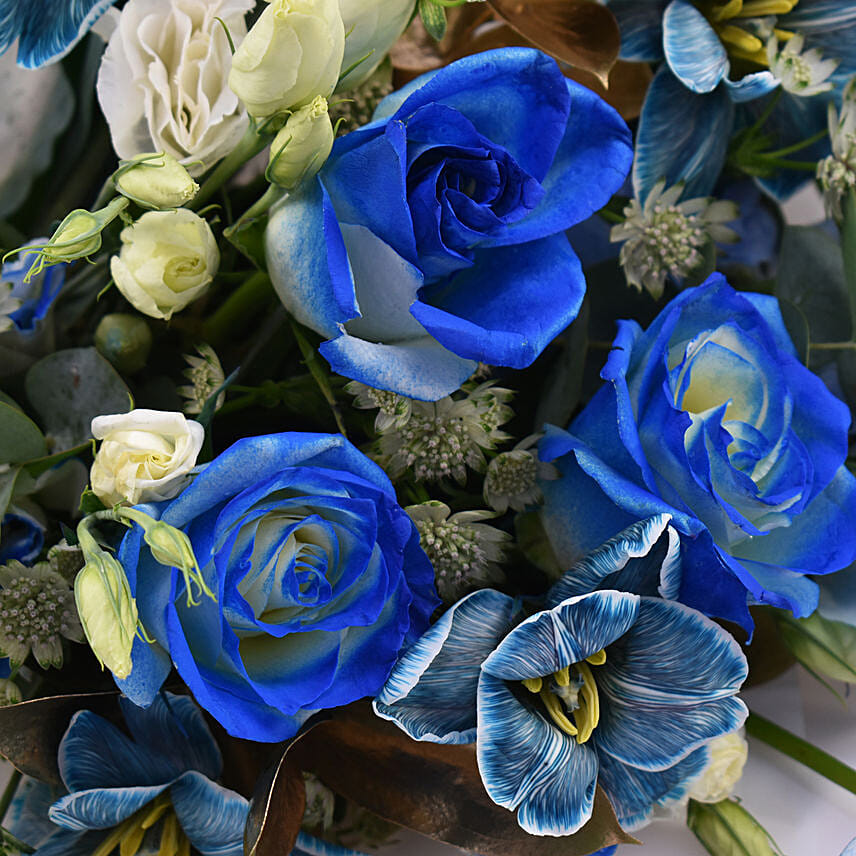 Online Blue Flowers Beauty Bouquet For Dad Gift Delivery in UAE - FNP