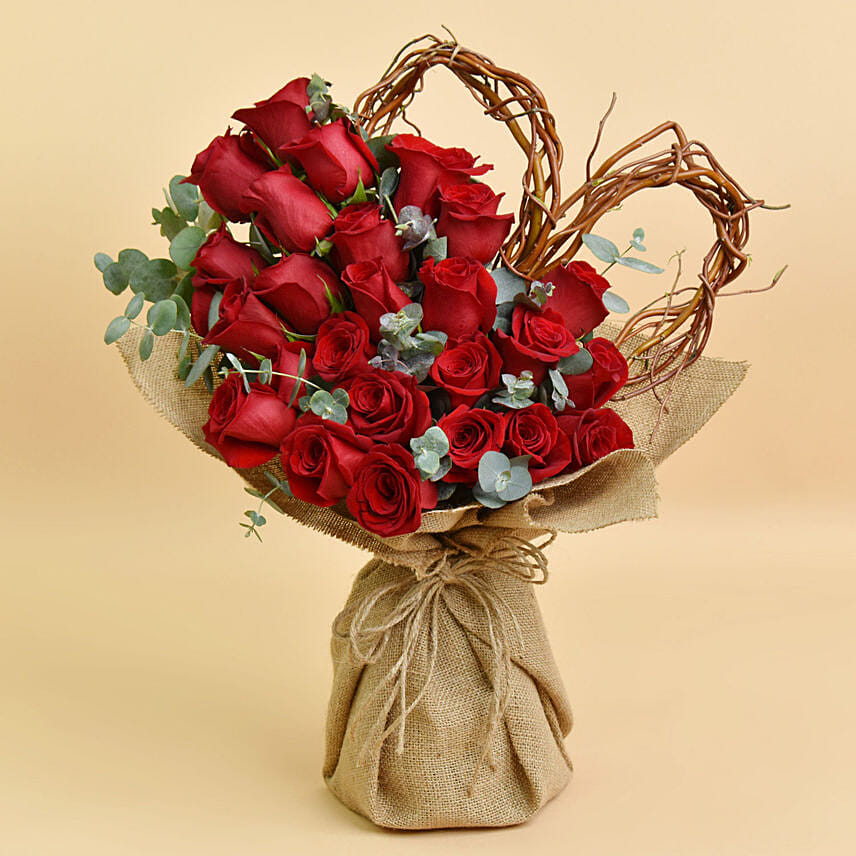 Online Heart and 25 Roses Bouquet Gift Delivery in UAE - FNP