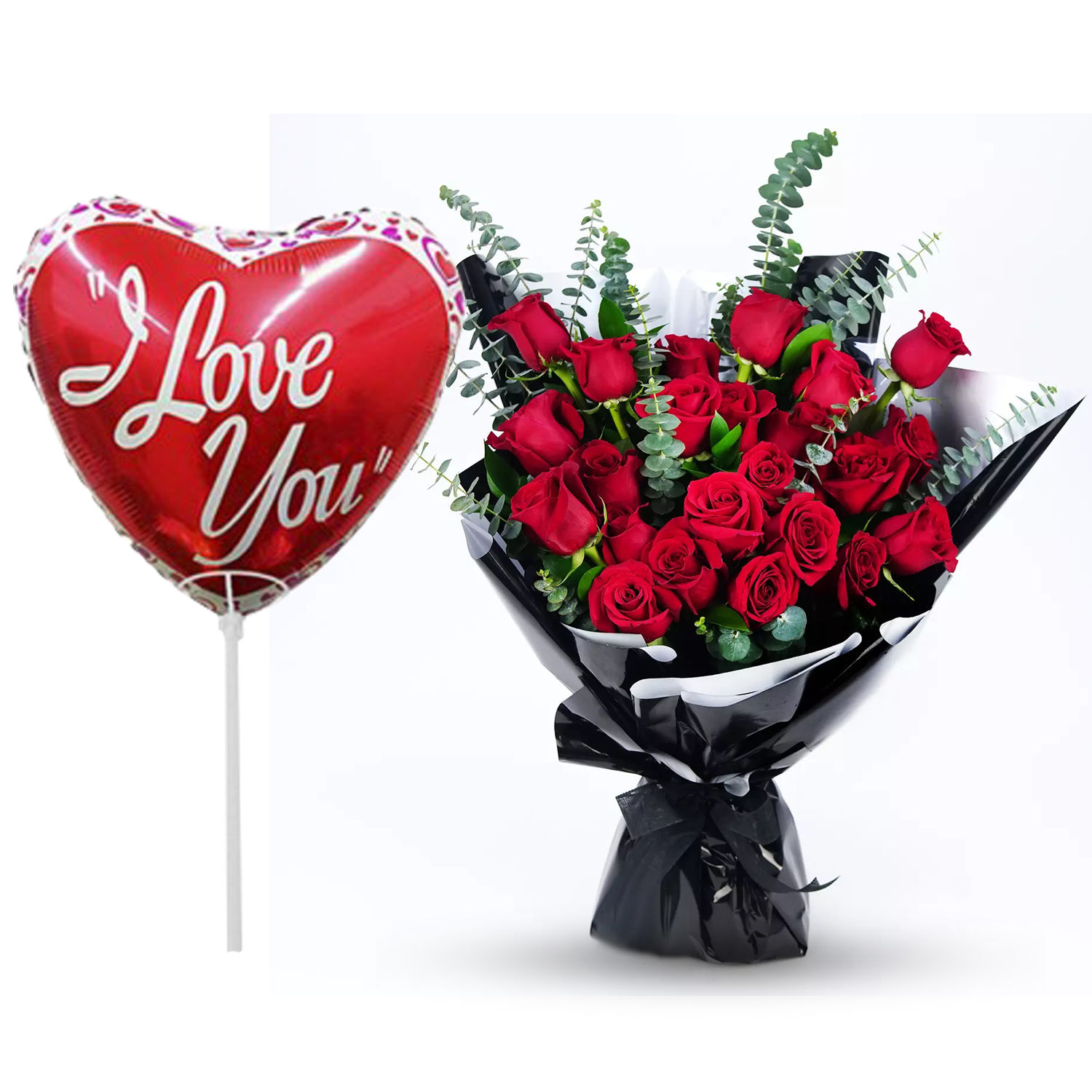 Online 24 Red Rose Bouquet With Balloons Gift Delivery in Philippines - FNP